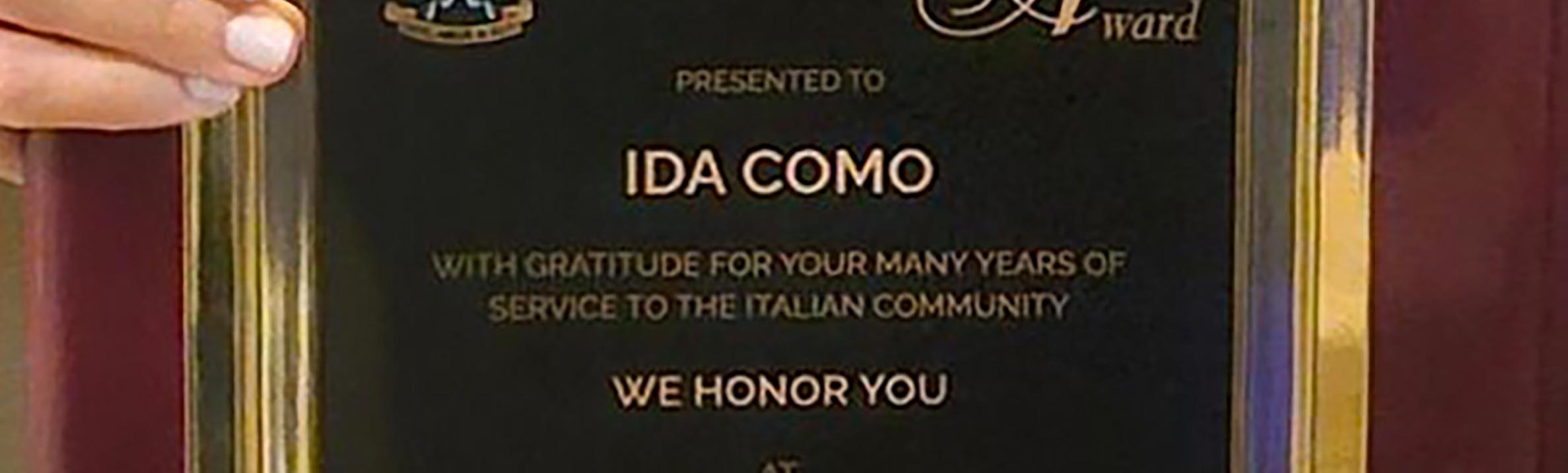 Ida Como Honored with the 2024 Humanitarian Award by Castellamare Del ...